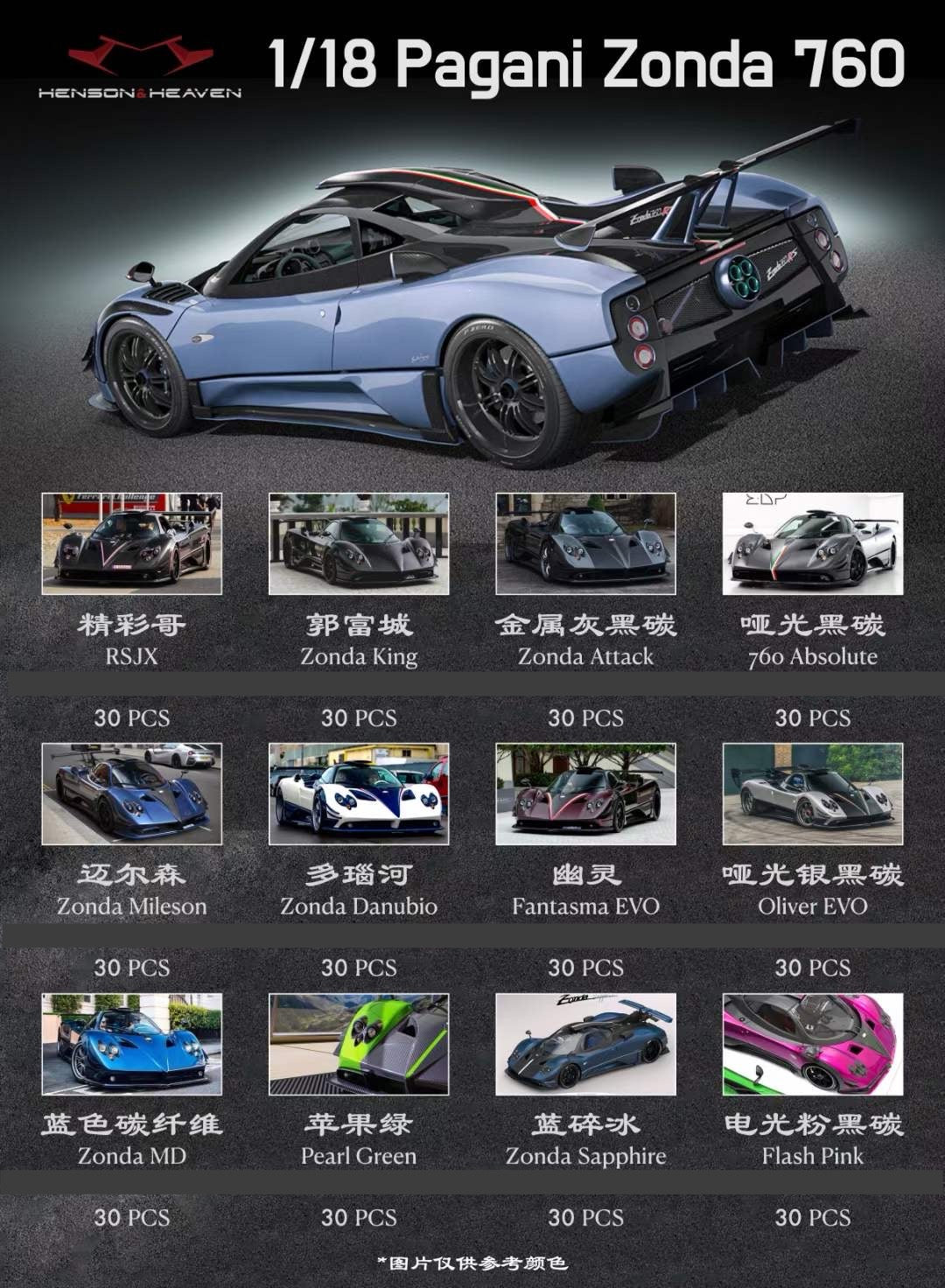 (Pre-Order) Henson & Heaven (HH Models) Pagani Zonda Roadster 1/18 ...